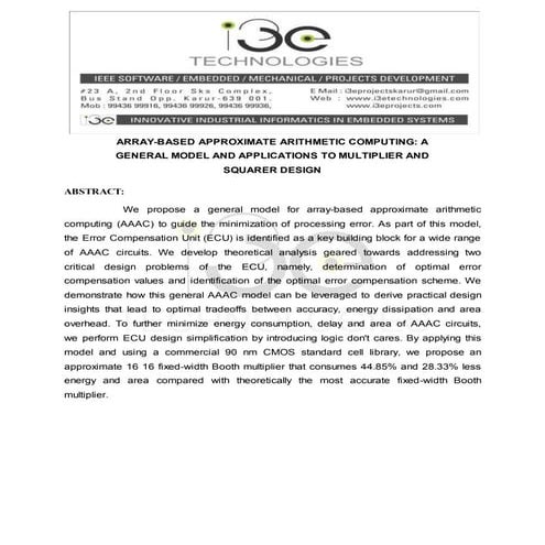 Array Based Approximate Arithmetic Computing A General Model And Applications To Multiplier And