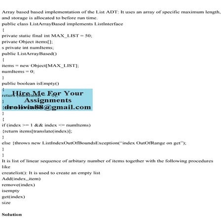 Array Based Based Implementation Of The List Adt It Uses An Array Opdf 2576