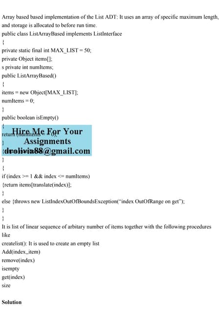Array Based Based Implementation Of The List Adt It Uses An Array Opdf 2576