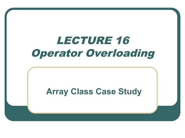 Operator Overloading Object Oriented Programming Ppt 8639