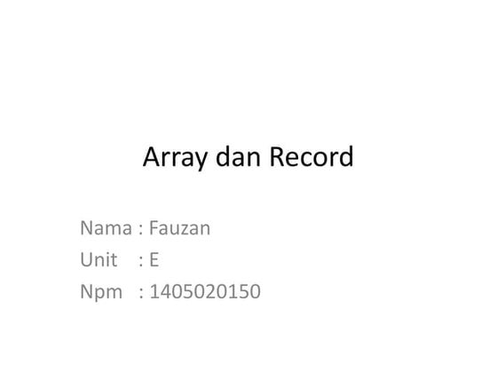 Record dan array | PPTX