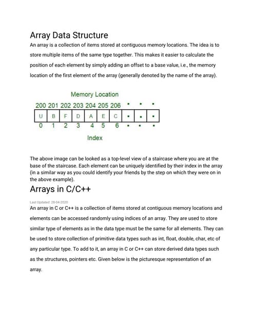 Array Data Structure For Programing Language Pdf