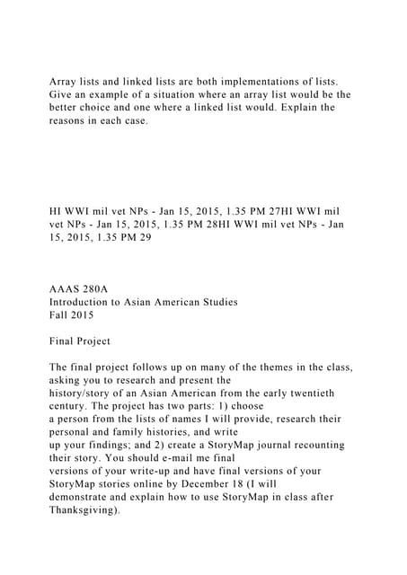 Array Lists And Linked Lists Are Both Implementations Of Lists Gidocx