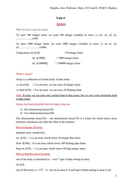 Array Notes Pdf