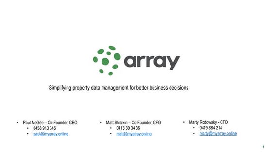 Array Investor Pitch Deck | PPT