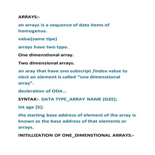 What Is Arrays In C Language Pdf