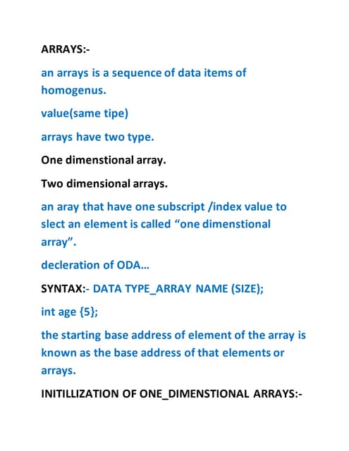 What Is Arrays In C Language Pdf