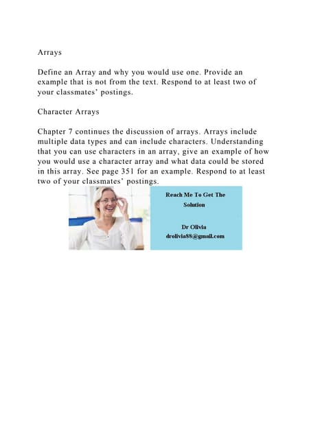 Arraysdefine An Array And Why You Would Use One Provide An Examdocx