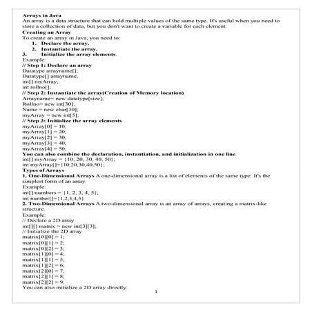 Arrays In Java With Example And Types Of Array Pptx