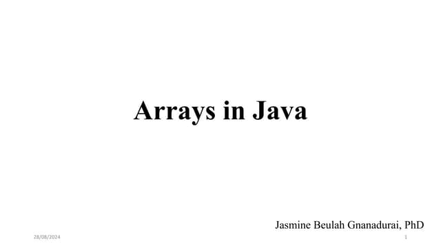 Arrays And Detailed Explanation Of Array Ppt