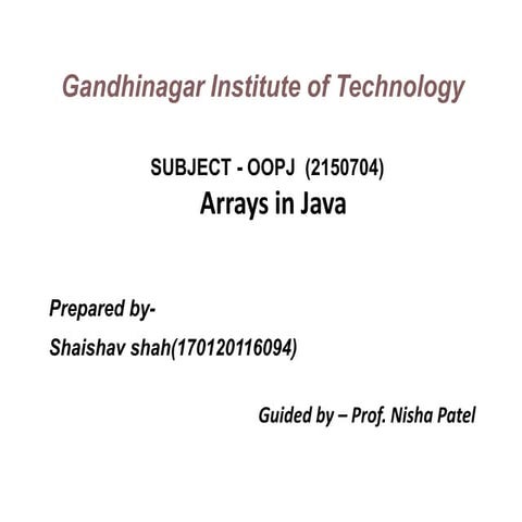 Arrays In Java Oopj Ppt Programming Languages Computing