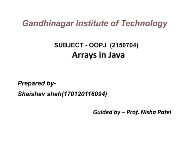 Arrays In Java Oopj Ppt Programming Languages Computing