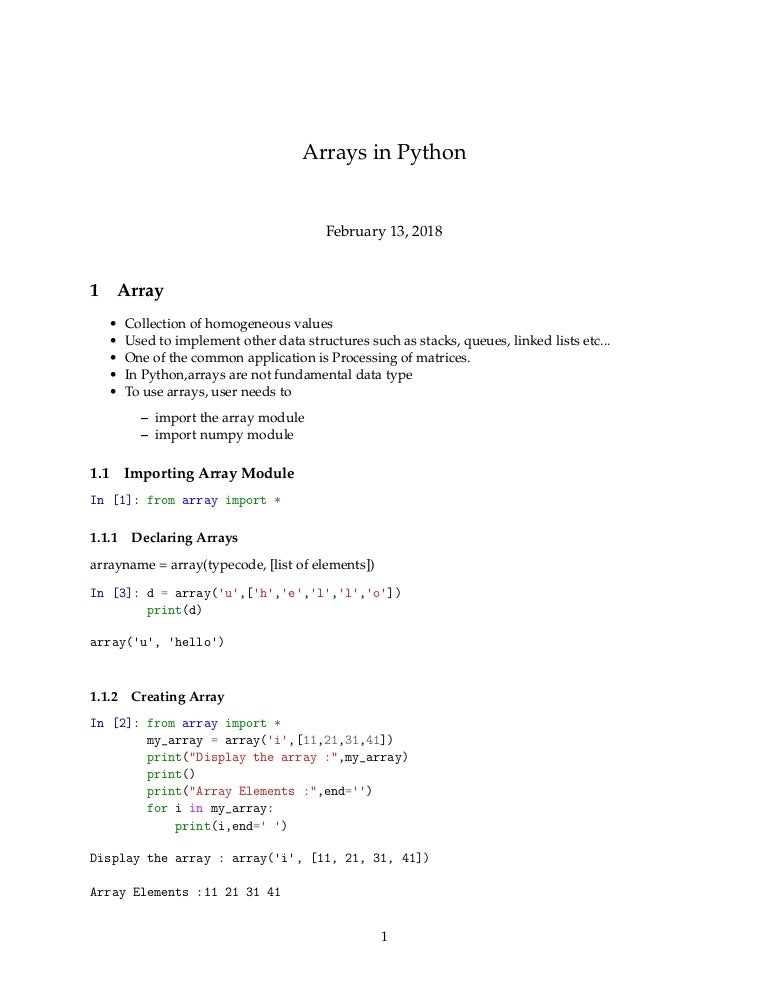 Arrays in python