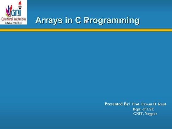 One dimensional arrays | PPTX