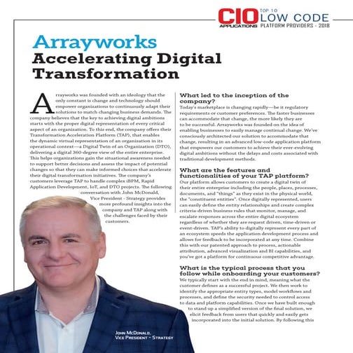 Arrayworks cio-top-10-low-code-platforms | PDF | Web Development | Internet