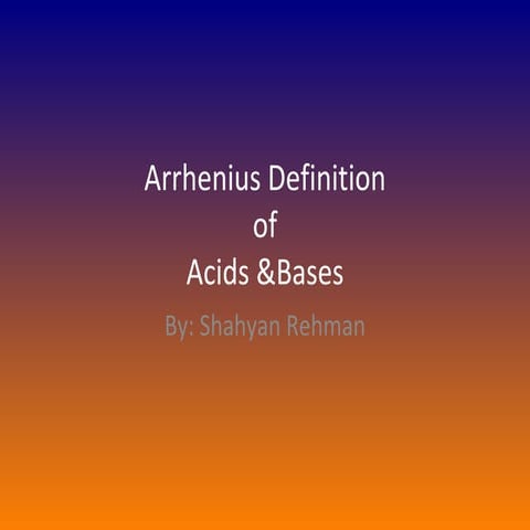 arrhenius concept of acids and bases | PPTX