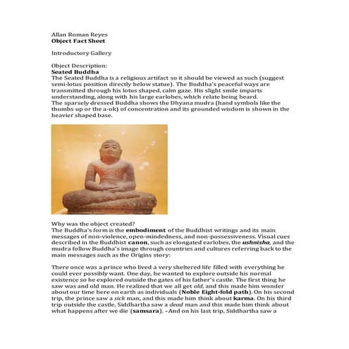 Object Fact Sheet - Buddha | DOCX | Buddhism | Religion & Spirituality