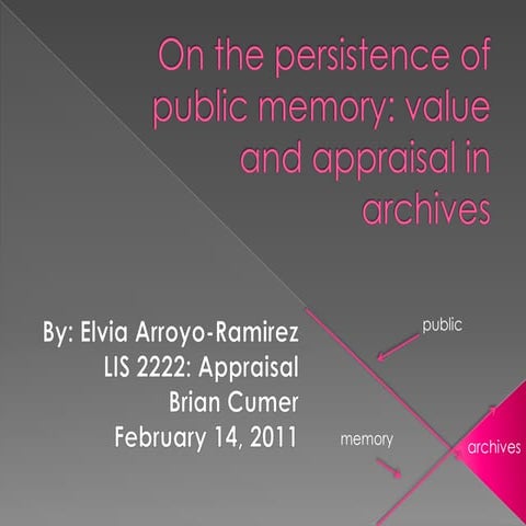 On the persistence of public memory: value and appraisal in archives | PPTX