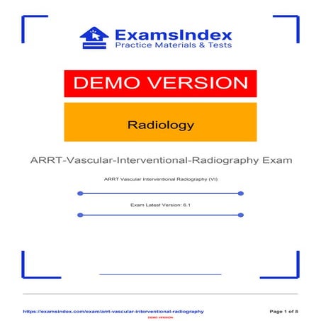ARRT Vascular Interventional Radiography (VI) Exam Guide | PDF