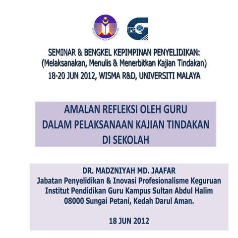 Ars2012 amalan refleksi oleh guru dalam pelaksanaan kajian tindakan di ...