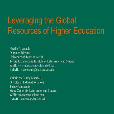 Leveraging The Global Resources Of Higher Education | PPT
