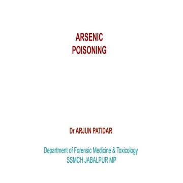 Comprehensive Overview of Arsenic Poisoning: Toxicology, Clinical ...