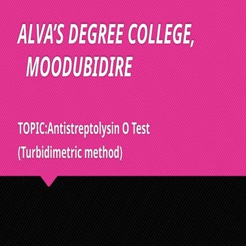 Antistreptolysin O Test (Turbidimetric method) pptx | PPTX