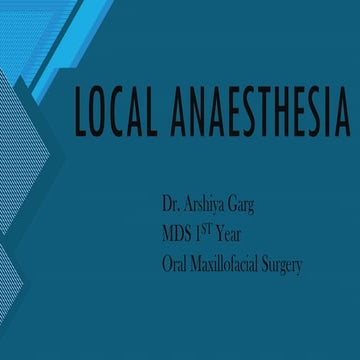 LOCAL ANESTHESIA IN ORAL AND MAXILLOFACIAL SURGERY | PDF