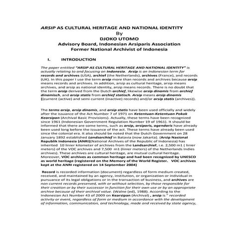 Arsip as cultural heritage and national identity | PDF