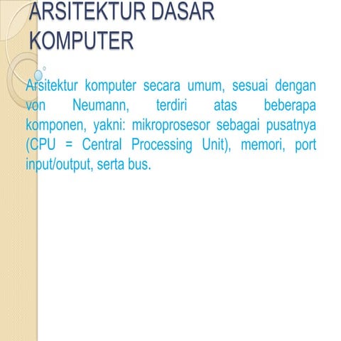Arsitektur dasar komputer | PPT