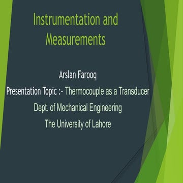 Thermo-couple as a Transducers | PPTX
