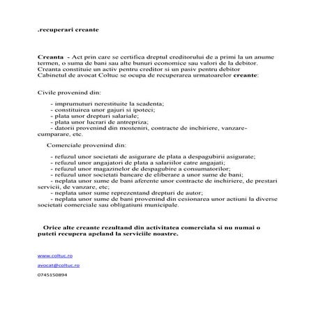 Recuperare creante | PDF