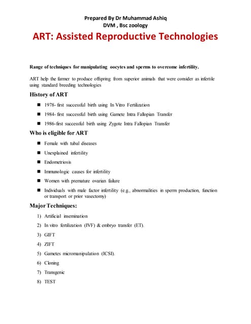 Artificial Reproductive Technology | PPTX