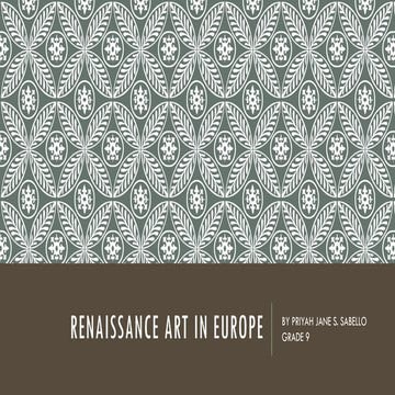 ART 9 RENAISSANCE ART IN EUROPE AND ITS ASPECTS | PPTX