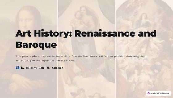 Arts of the Renaissance and Baroque Period MAPEH 9 | PPTX | Painting | Arts and Crafts