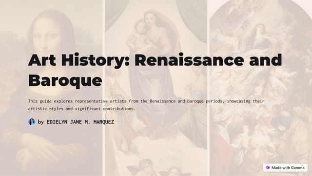 Arts of the Renaissance and Baroque Period MAPEH 9 | PPTX