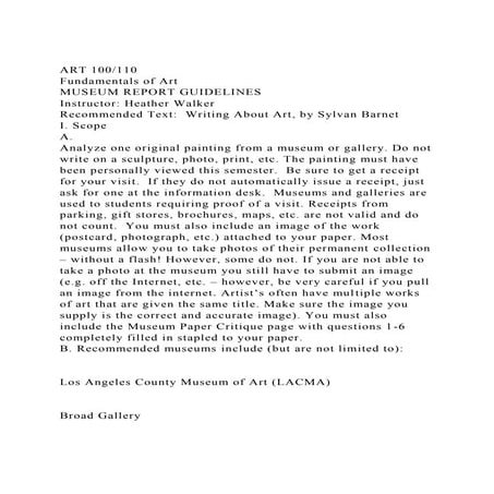 ART 100110Fundamentals of ArtMUSEUM REPORT GUIDELINESInstru.docx