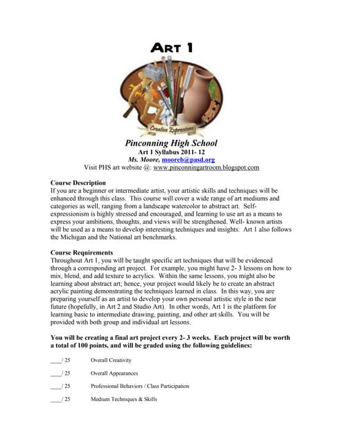 Art 2 advanced art syllabus 2011 12 | PDF