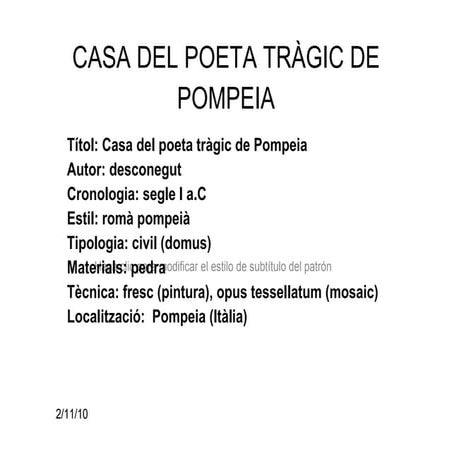 Art2 casa poeta tragic pompeia | PDF
