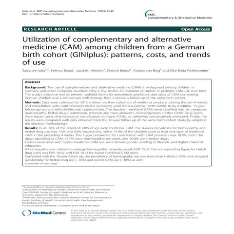 Utilization of complementary and alternative medicine (CAM) among ...