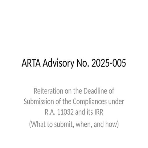 ARTA_Advisory_2025_005_Compliances in the Government Agencies in the ...