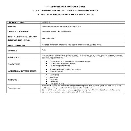 Art activity plan | PDF