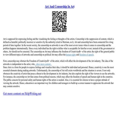 Art And Censorship In Art | PDF