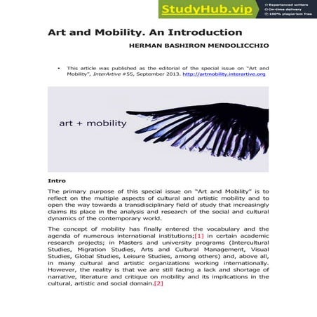 Art And Mobility. An Introduction | PDF