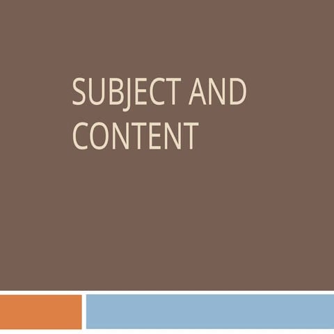 Art Appreciation: Subject and Content ; Kinds and Sources of Subjects ...