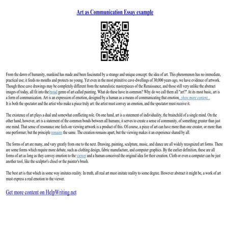 Art As Communication Essay Example | PPT
