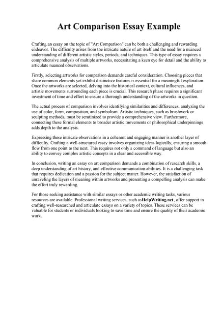 Art Comparison Essay Example Pdf