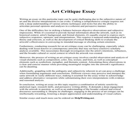 Art Critique Essay | PDF