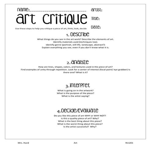 Art critique worksheet | PDF