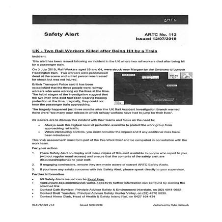 Artc safety alert no. 112 | PDF